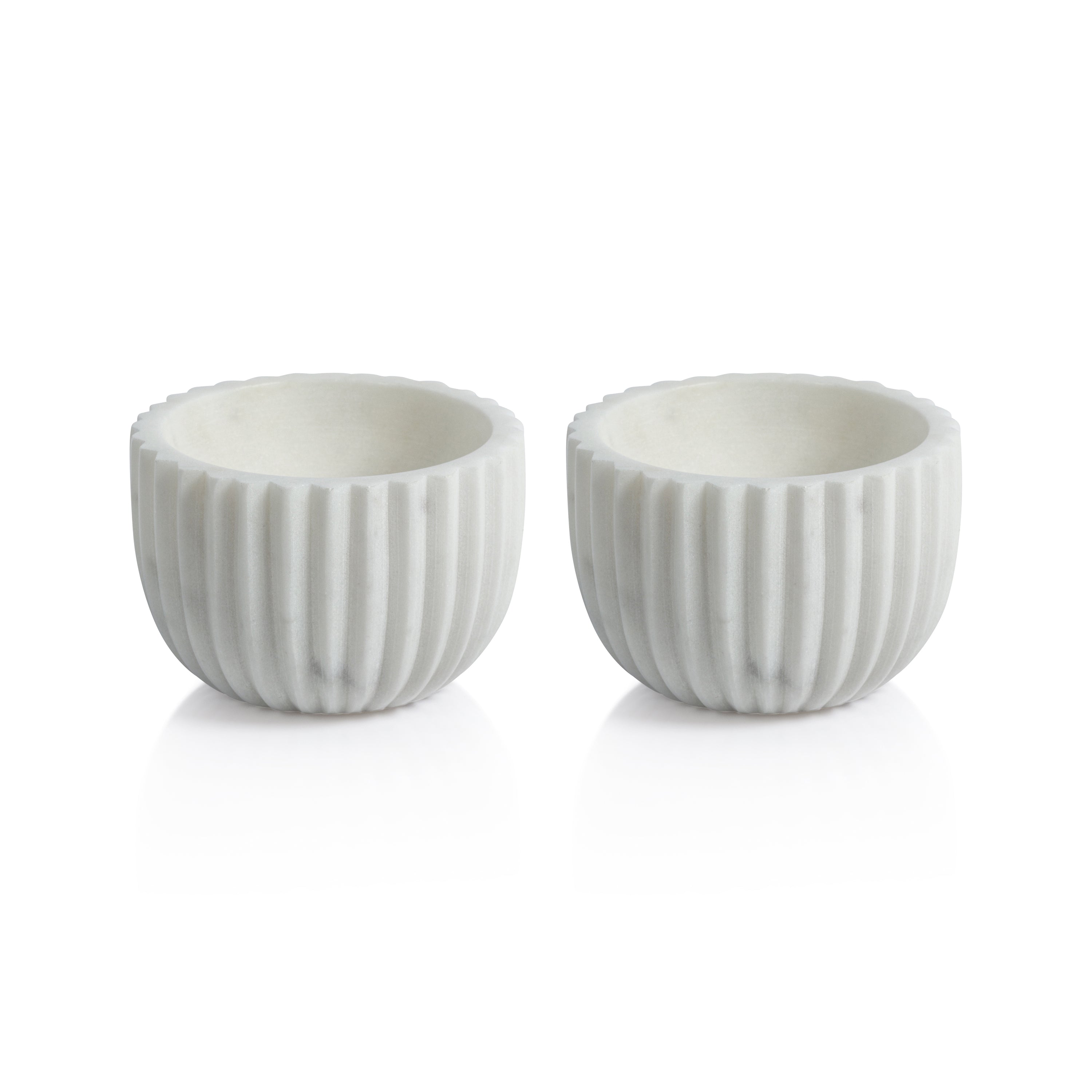 Zodax Mulhouse Ribbed Marble Bowls, White, Set of 2 – Design Shop By Shell