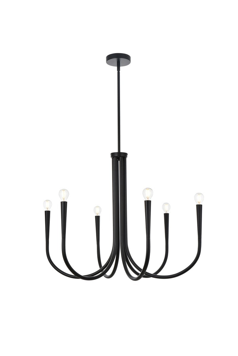 Elegant Lighting - LD722D30BK - Six Light Chandelier - Layne - Black ...