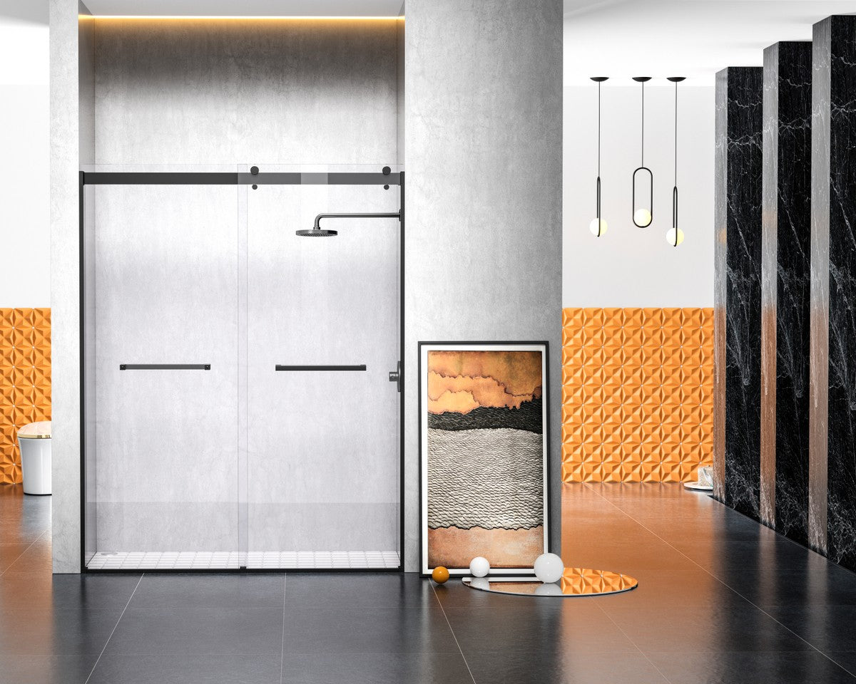 Elegant Lighting - SD202-6076MBK - Shower Door - Hamilton - Clear ...