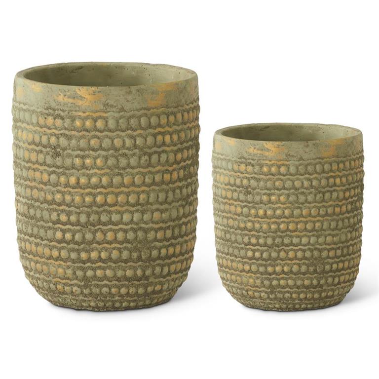 Design Shop Set of 2 Distressed Light Yellow Raised Dot Pots – Design ...
