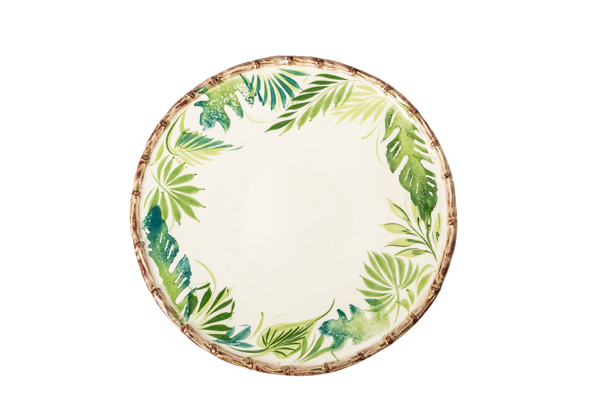 Abigails Compagnia Dinner Plate, Green Leaves w/ Bamboo, Small, Set of ...