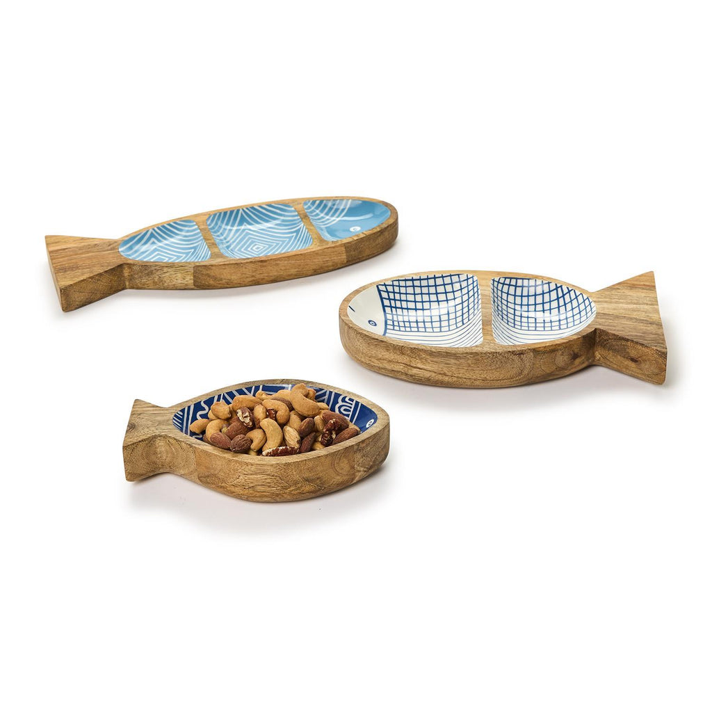Design Shop Hand-Crafted Fish Trays - Mango Wood/Food Safe Lacquer, Se ...