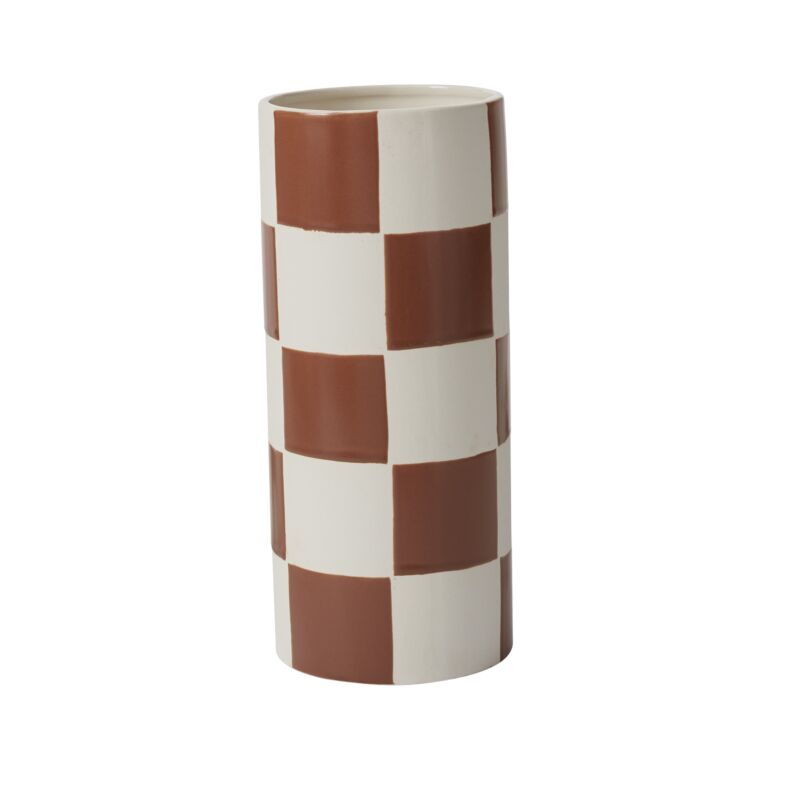 Design Shop Terracotta Checkerboard Collection Vase, 5" X 12". – Design ...
