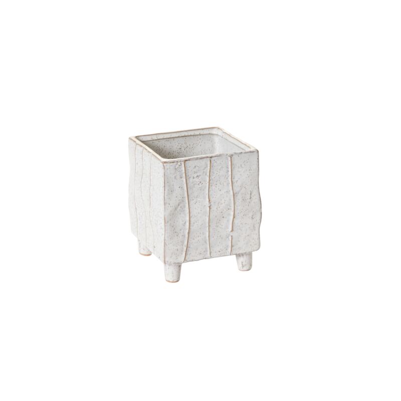 Design Shop White Tarragona Square Planter, 4" X 4.75", Set of 2 ...