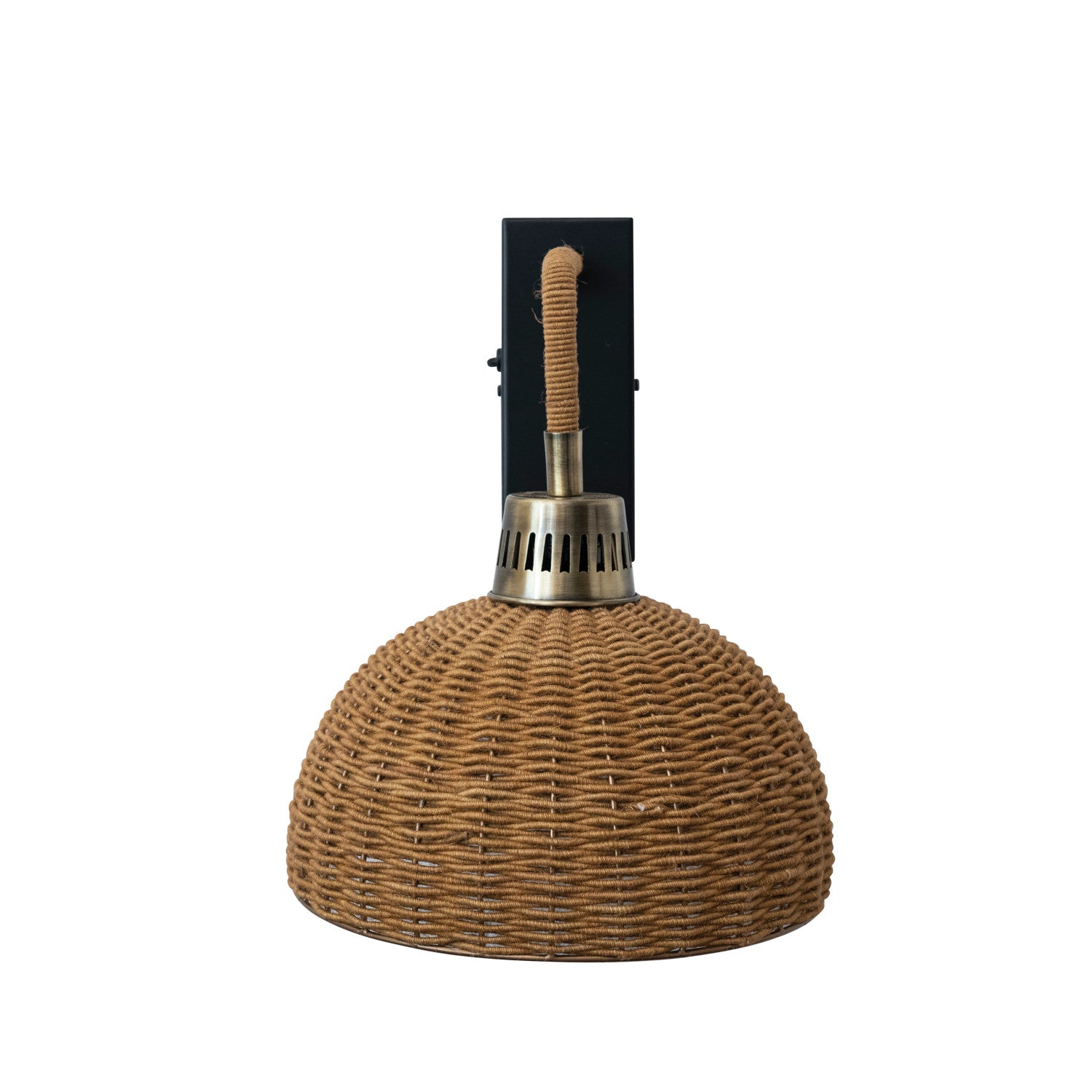 Design Shop Jute Wrapped Metal Wall Sconce w/ Inline Switch, Black & N ...