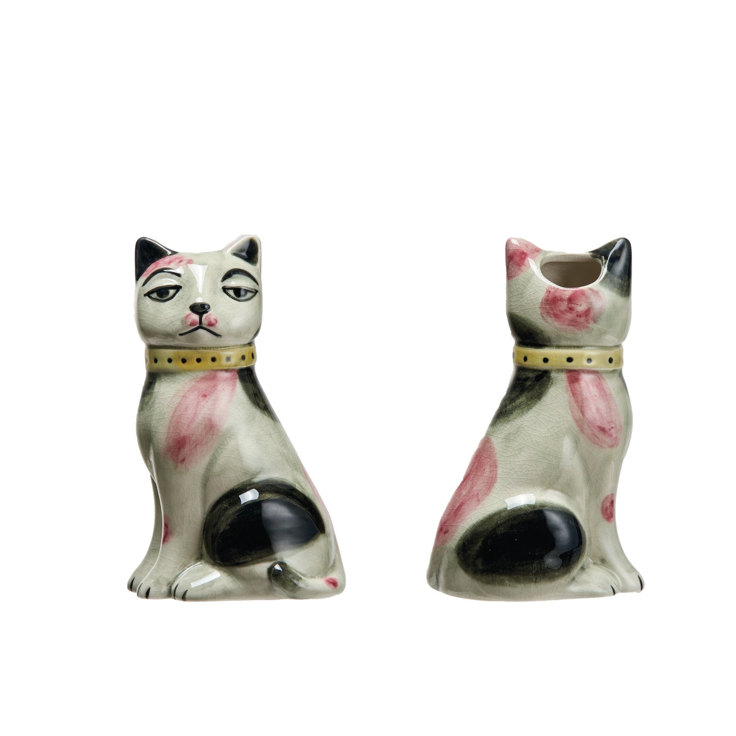 Design Shop Hand-Painted Stoneware Vintage Reproduction Cat Vase (Each ...