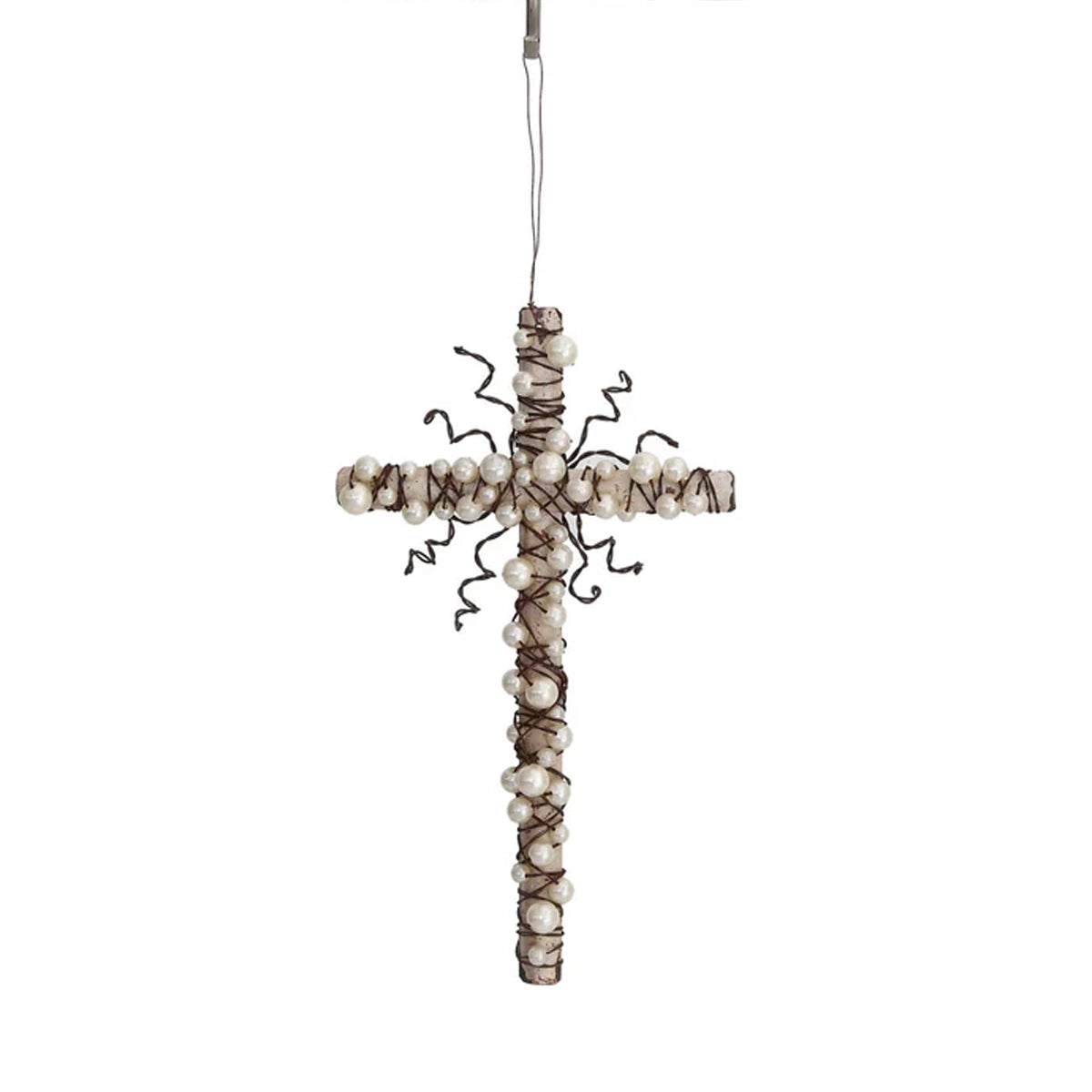 Design Shop Vintage-Inspired Wire Beaded Cross Ornament – Design Shop ...