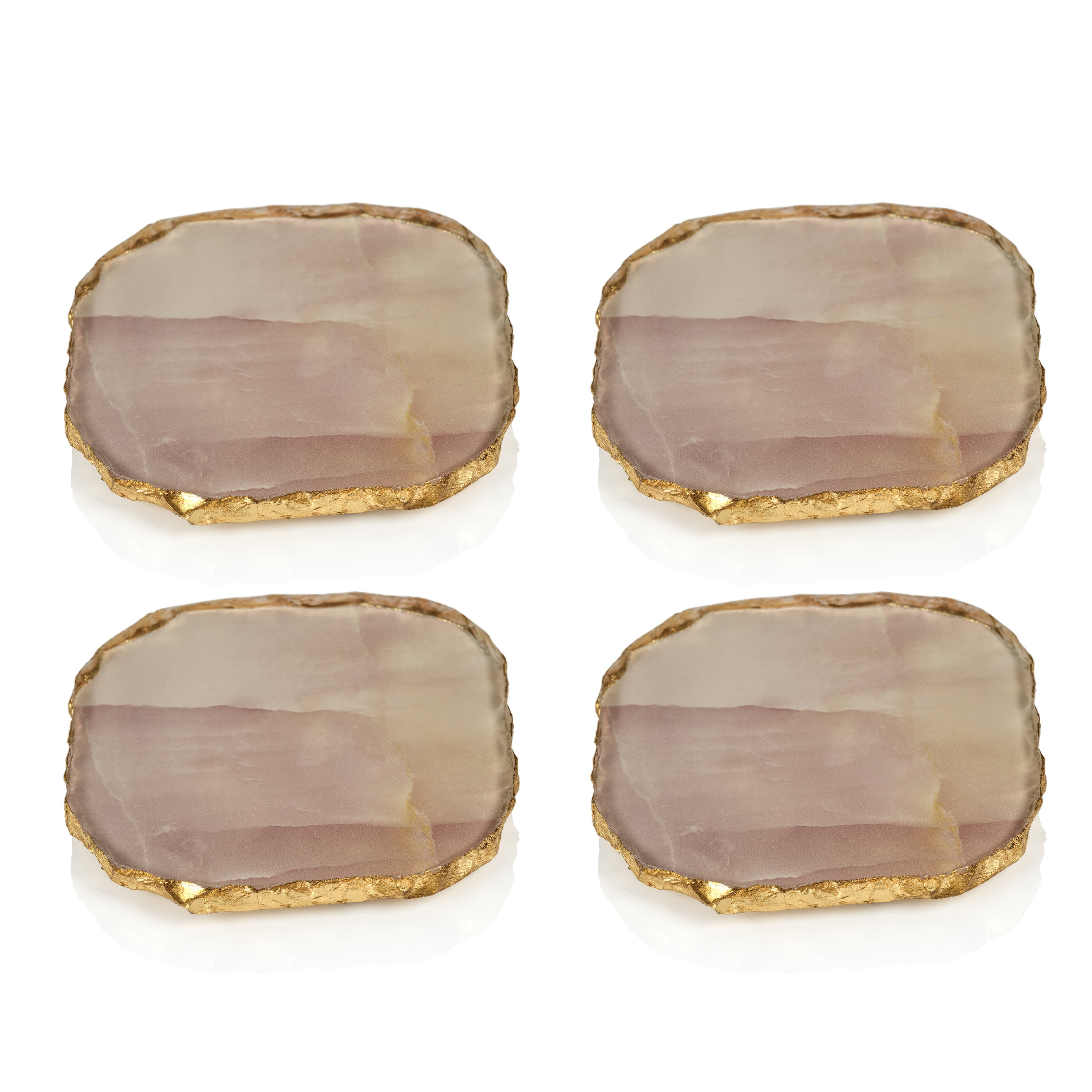 Zodax Viken 4-Piece Agate Marble Glass Coaster Set, Pink – Design Shop ...