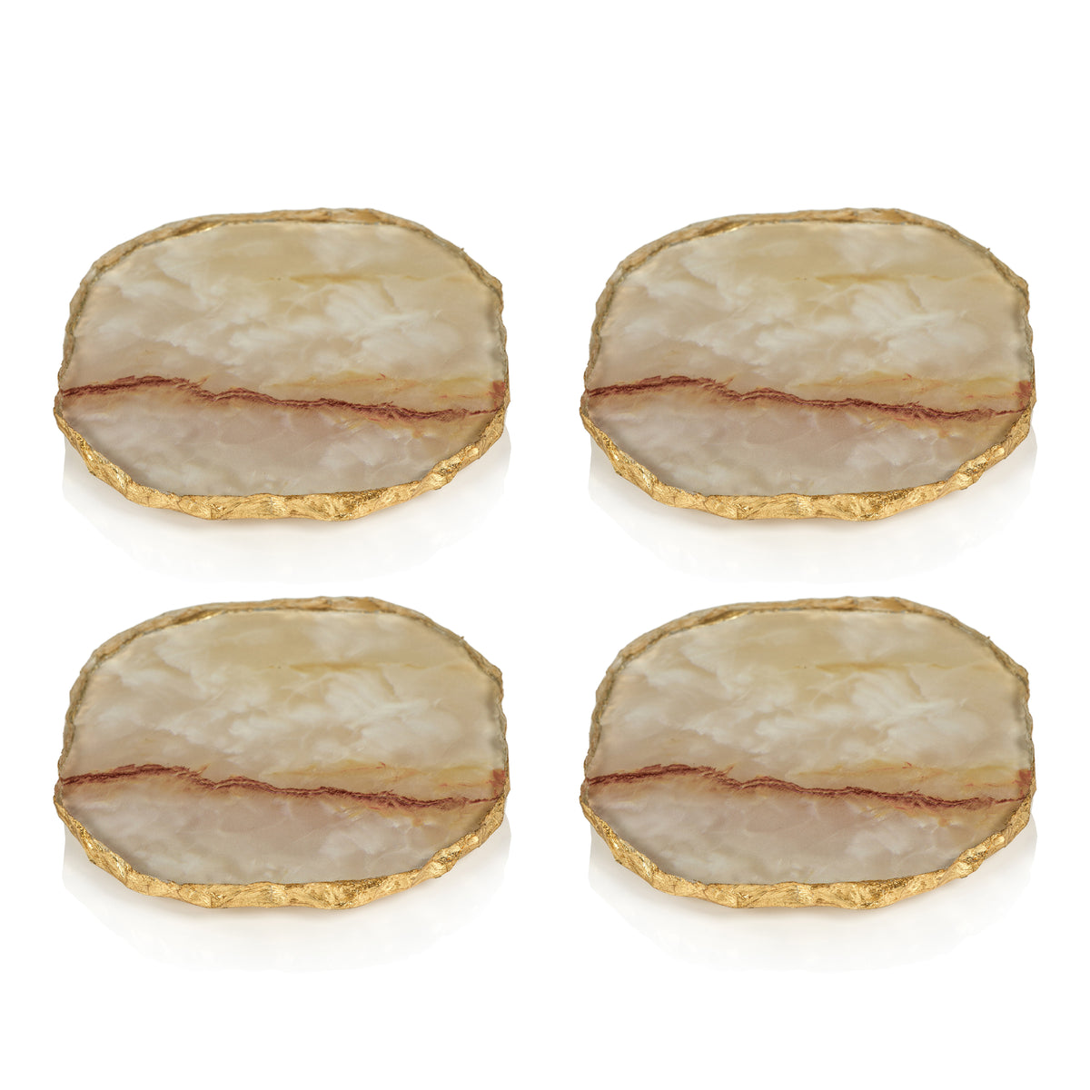 Zodax Viken 4-Piece Agate Marble Glass Coaster Set, Yellow – Design ...