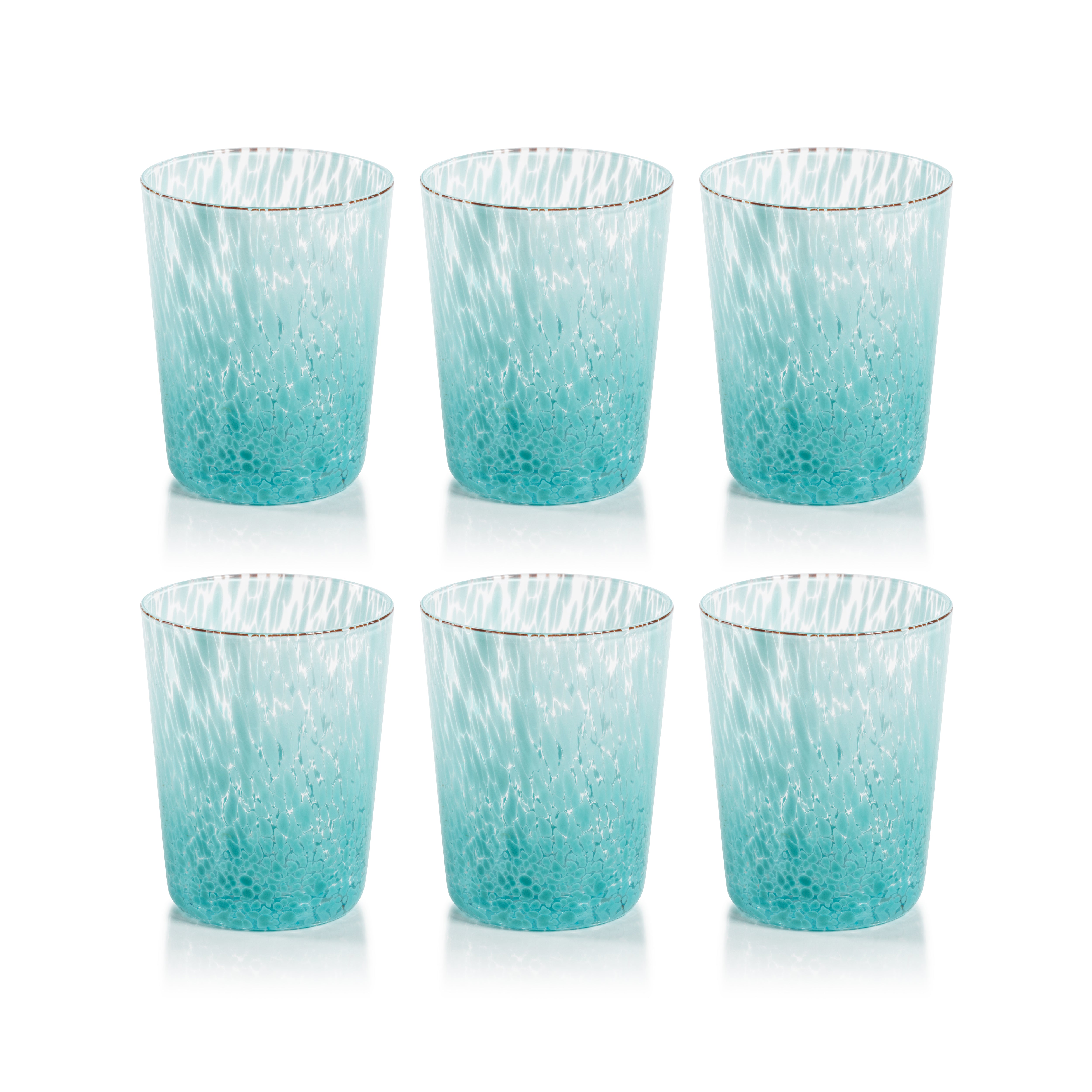 Zodax Willa Speckled Glass Tumblers, Aqua, Set of 6 – Design Shop By Shell