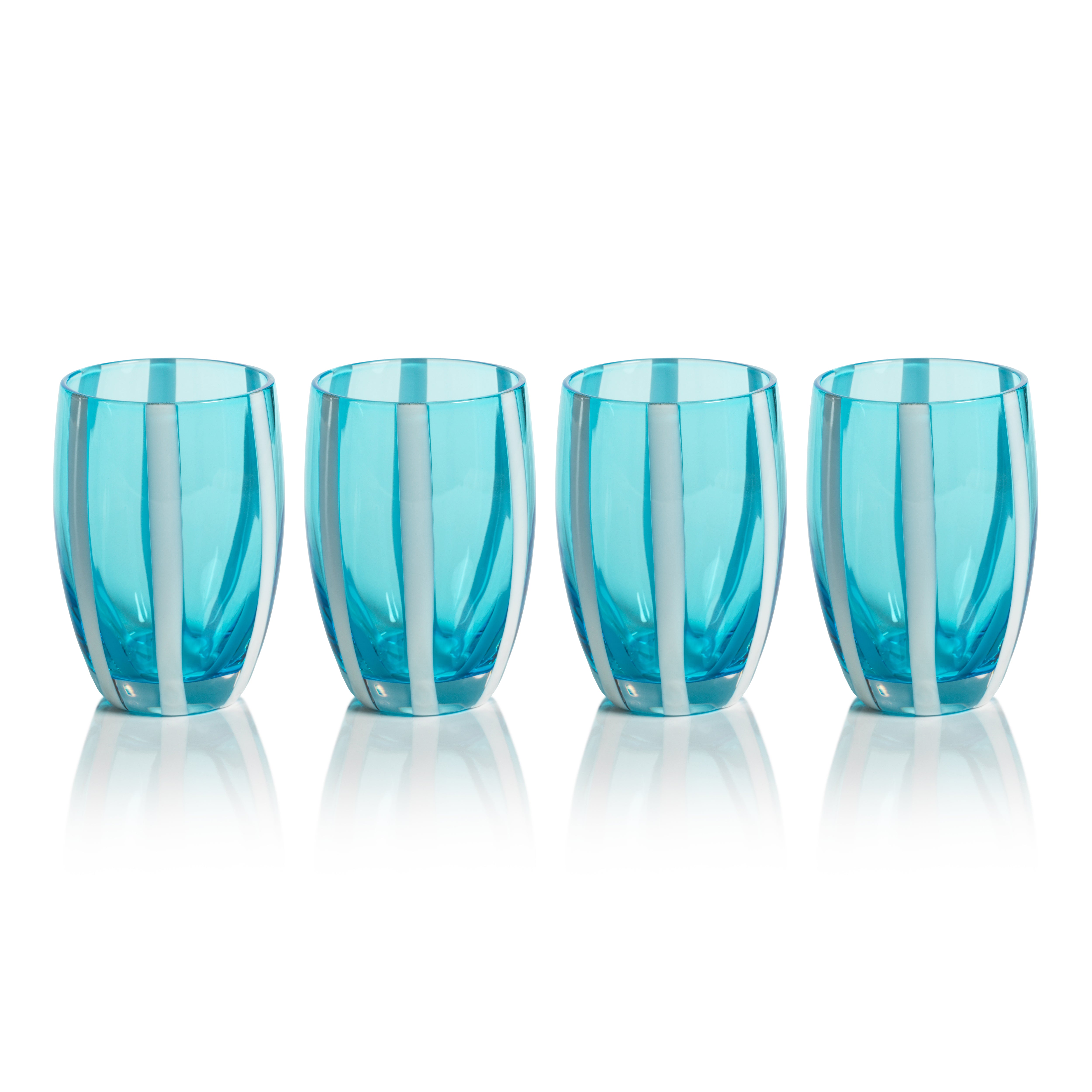 Zodax Pesaro Stemless Glasses, Aqua Blue, Set of 4 – Design Shop By Shell