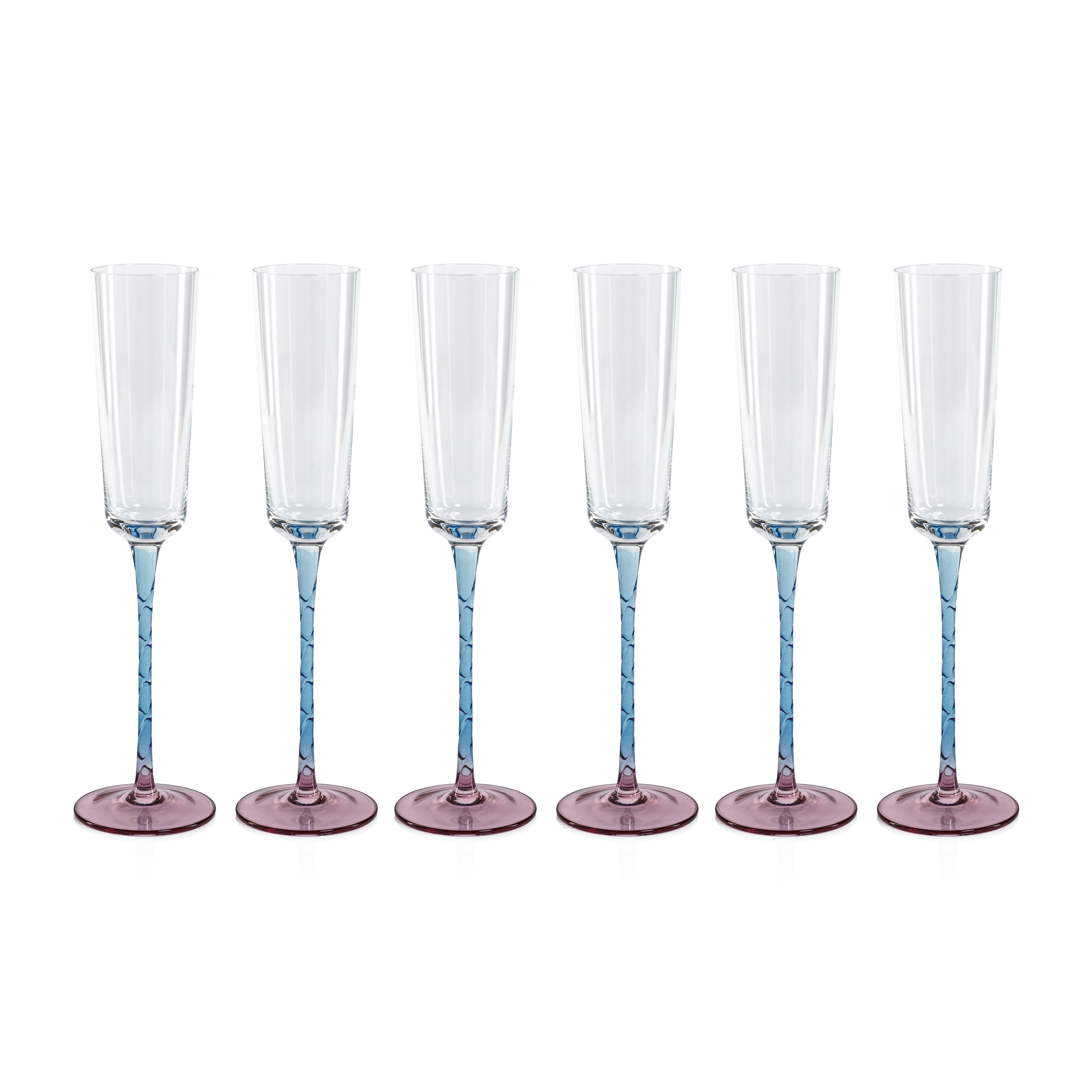 Zodax Sachi Champagne Flutes, Pink & Blue, Set of 6 – Design Shop By Shell