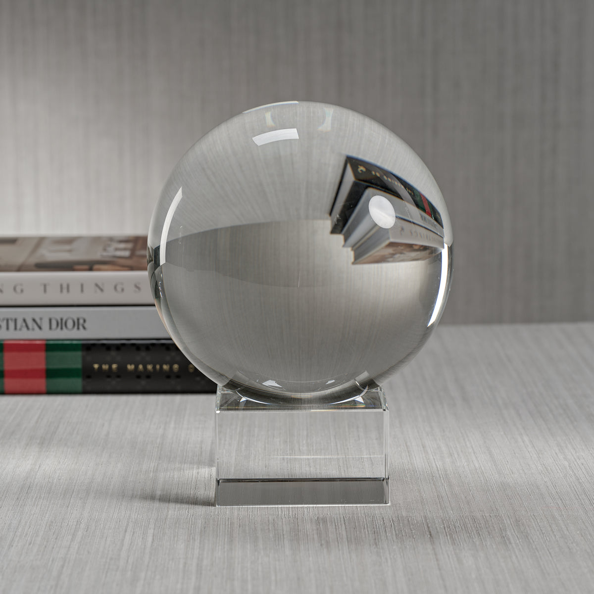 Zodax Sakinah Decorative Crystal Glass Orb on Base, Large, Clear ...