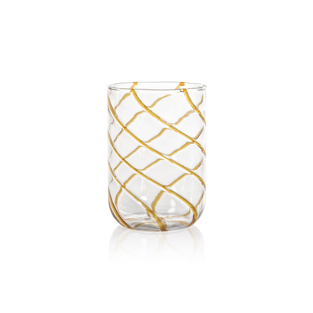 Zodax Maltia 6-Piece Set Swirl Design Glass Tumblers, Amber – Design ...