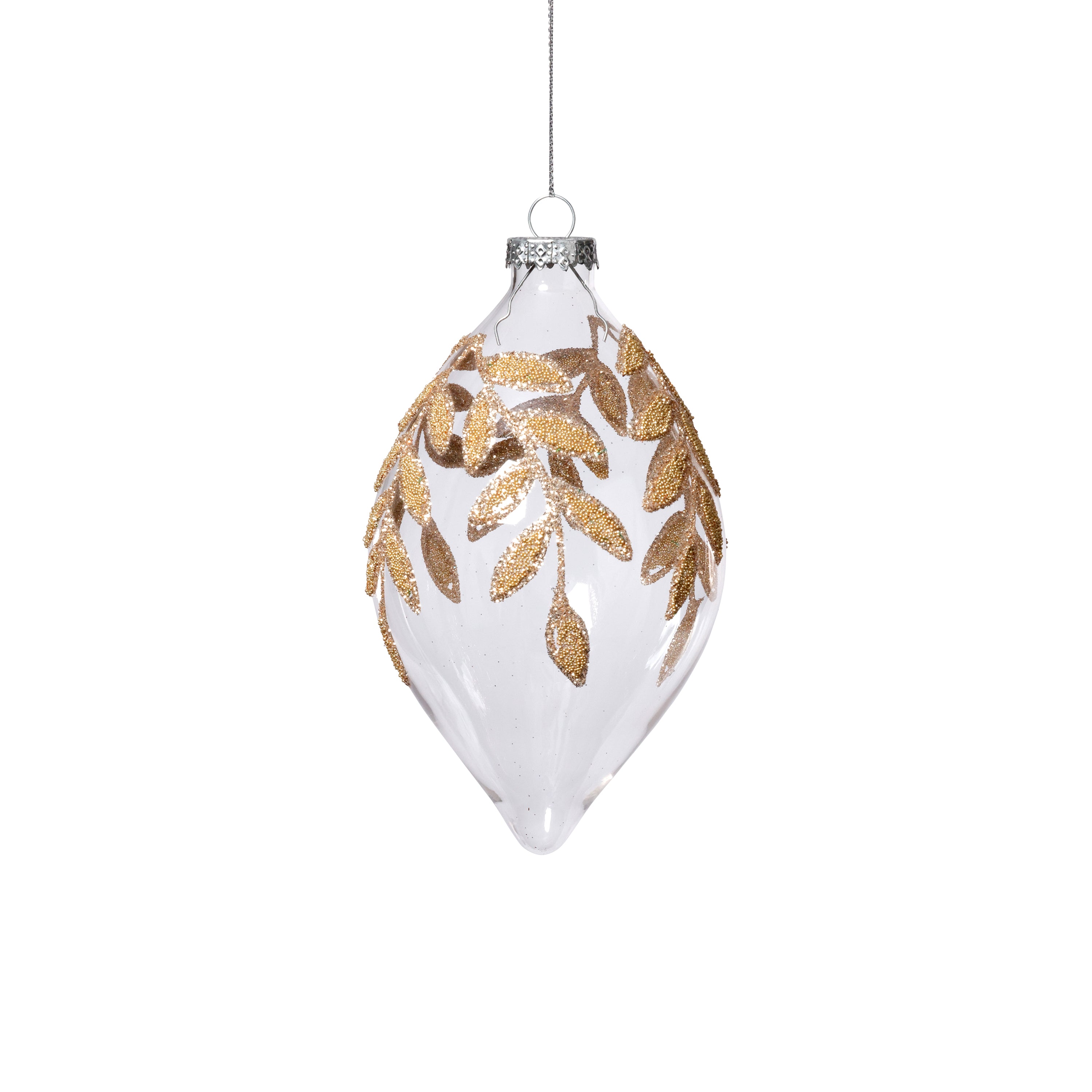 Zodax Glass Ornaments with Gold Beaded Leaf Design, Set of 6 – Design ...