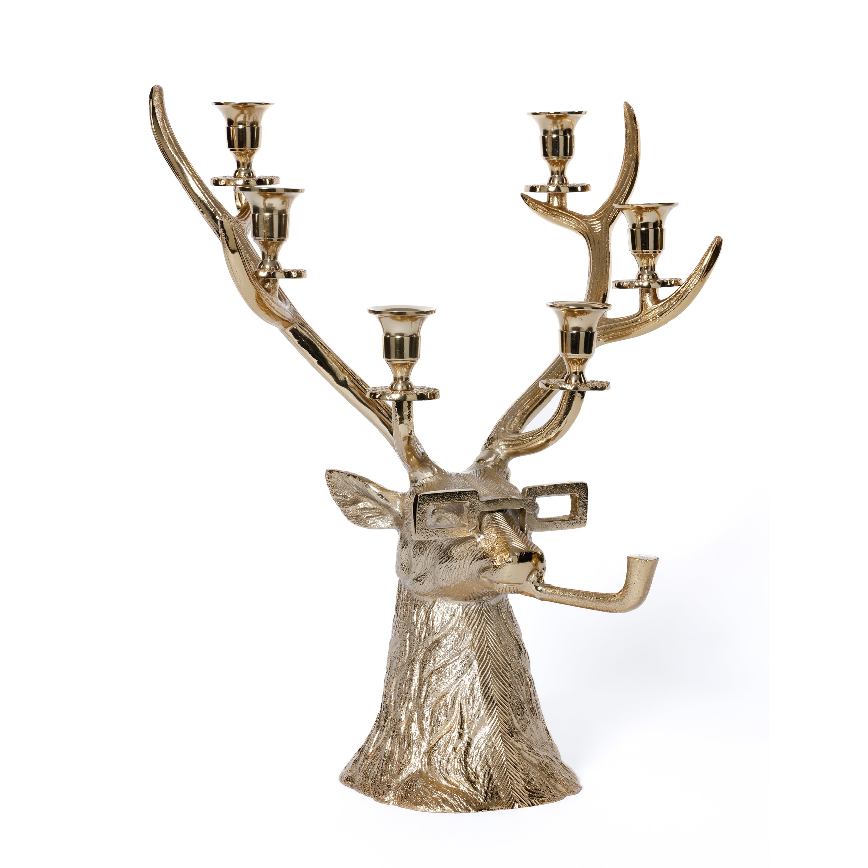 Zodax Pipe-Lit Stag 6-Tier Decorative Metal Taper Candleholder, Gold ...